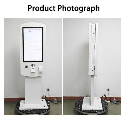 China 32 inch Indoor Double Sided PCAP Self Order Kiosk Built-in NFC QR Scanner Printer POS holder for sale