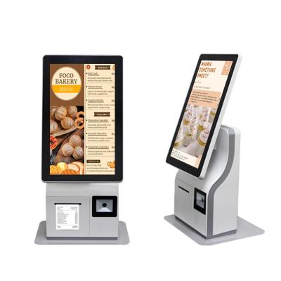 China ABS Shell 15.6 Inch Desktop Single Dual Screen Self Service Cashier Touch Screen Kiosk with Printer for sale