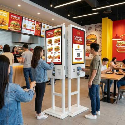 China 32 Inch Dual Screen Self-Service Kiosk with PCAP Multi Touch and Adjustable Bracket POS System for sale