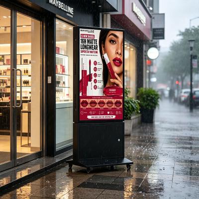 China 55 Inch IP66 Outdoor Advertising Display Dual Sided Battery Powered Digital Signage LCD Display for sale