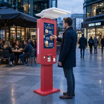 China 32 Inch IP65 Waterproof 2000 Nits Self Service Kiosk Outdoor Payment Kiosk with Canopy and LED Light for sale