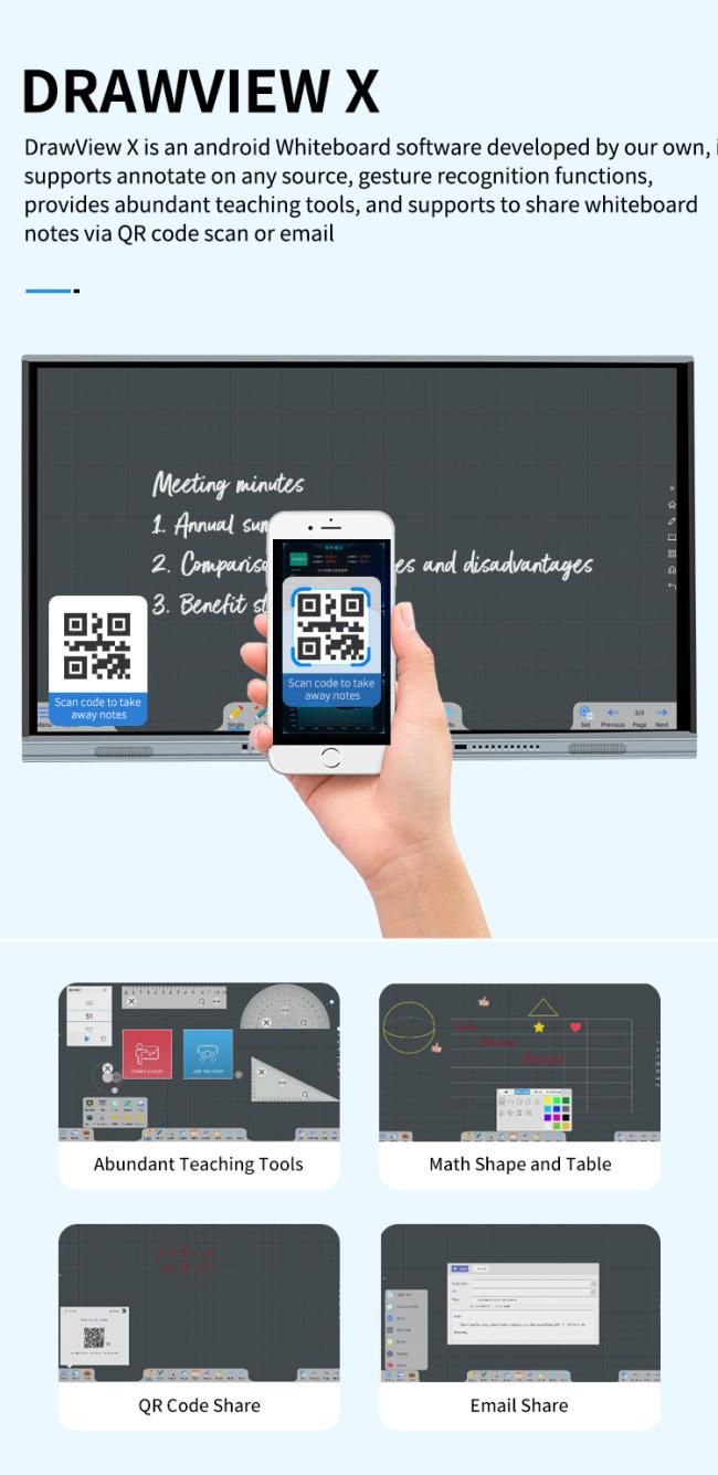 98 Inch 4K Ultra HD Touch Screen TV Interact Whiteboard with All In One Mini PC for Business Meeting & School Teaching