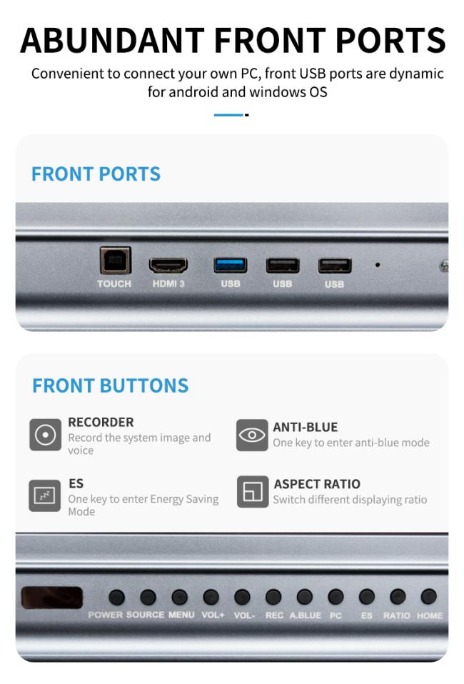 98 Inch 4K Ultra HD Touch Screen TV Interact Whiteboard with All In One Mini PC for Business Meeting & School Teaching