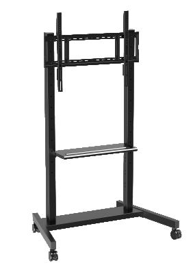 China factory Wholesale 55"- 86" Adjustable Mobile TV Stand With Wheels Compatibility Interactive Whiteboard Smart Panel Up To 220 Lbs Steel Frame Rolling TV Cart for sale