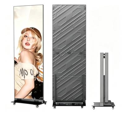 China LED Poster Digital Display 80 Inch Foldable Movable Media Player Speaker Booth Hall Meetings for sale