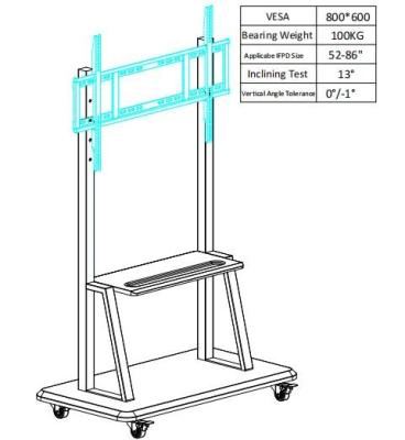 中国 相互板タッチ画面のパネルのサイズ52" ~86"の調節可能な高さのスーツのための移動式立場 販売のため
