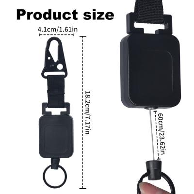 Cina Deyi Badge Reel Heavy Duty Carabiner Badge Holder Estensibile Badge Reel ID Holder Anello chiave Acciaio rimontabile in vendita