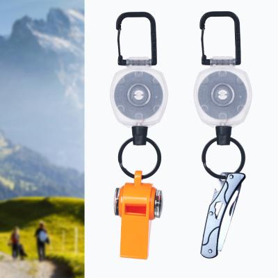 China Deyi Badge Reel Sturdy And Durable Key Chain Steels Retractable Cord Key Ring Orange for sale