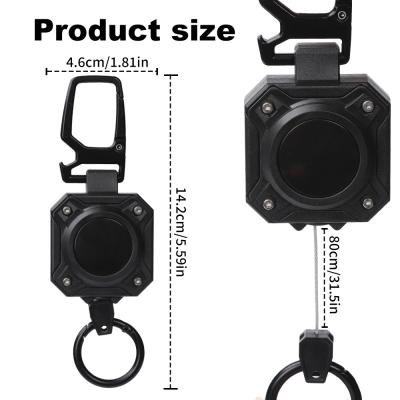 China Deyi Badge Reel Impact Resistance ID Badge Reels Wire Rope Key Ring Aluminum Ring Carbon Fiber-Texture for sale