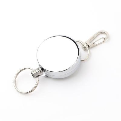 China Metalen kabel badge spoel sleutelhanger met logo en kabel lengte Te koop
