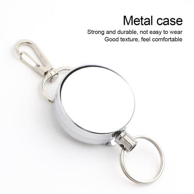 China Metalen kabel badge spoel sleutelhanger met logo en kabel lengte Te koop