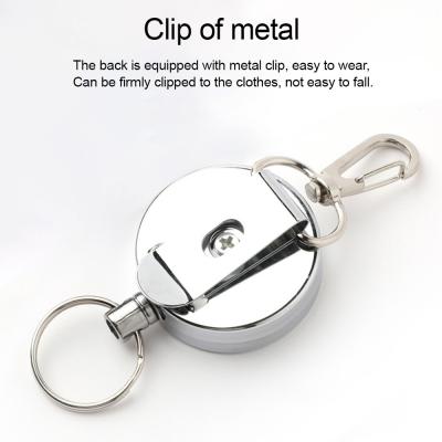 China Metalen kabel badge spoel sleutelhanger met logo en kabel lengte Te koop
