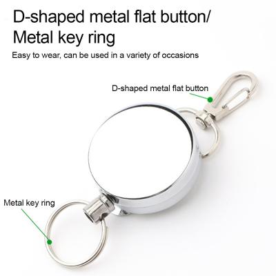 China Metalen kabel badge spoel sleutelhanger met logo en kabel lengte Te koop