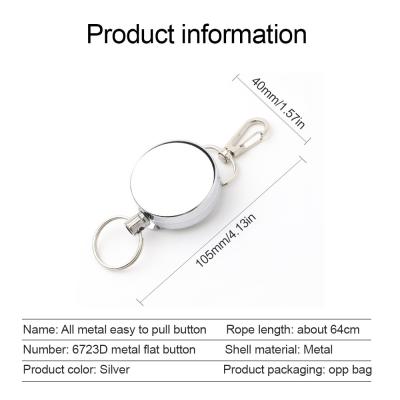 China Metalen kabel badge spoel sleutelhanger met logo en kabel lengte Te koop