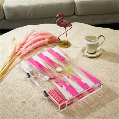 Cina Pink Backgammon Pieces Checkers Custom Lucite Acrylic Backgammon Set in vendita