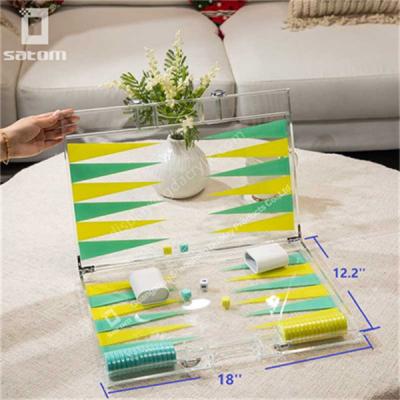 Cina High-end Gifts Colorful Gift Box Package Customizable Pieces Acrylic Backgammon Set in vendita