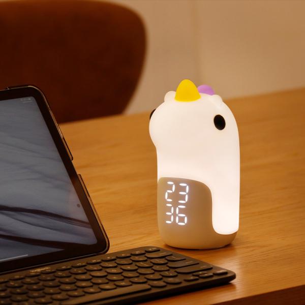 Quality Mini Smart Unicorn Silicone Night Light Alarm Clock Support Dimmer Customized for sale