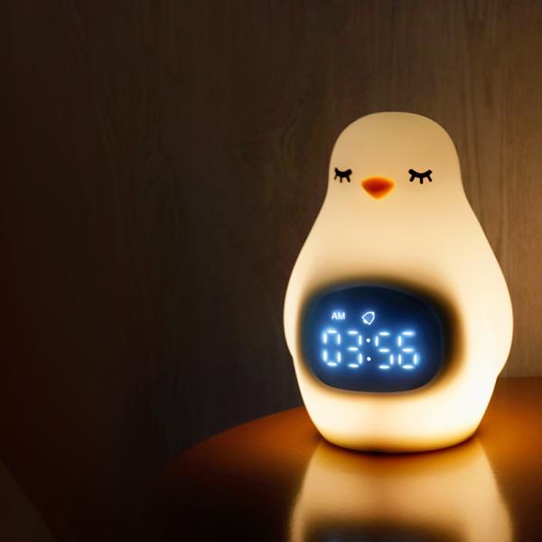 Quality Cute Silicone Penguin NightLight for Children LED Sleep Trainer Alarm Clock Gift for sale