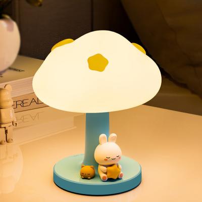 Cina Carino coniglio di cartoni animati in silicone USB dimmabile luce notturna ricaricabile per la camera da letto dei bambini in vendita