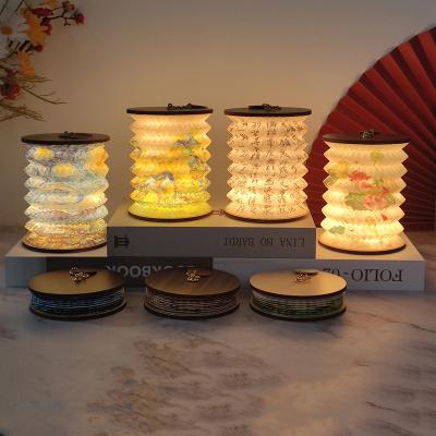 Cina Controllo interruttore Lampada pieghevole di carta Lanterna portatile USB ricaricabile regalo creativo luce decorativa in vendita
