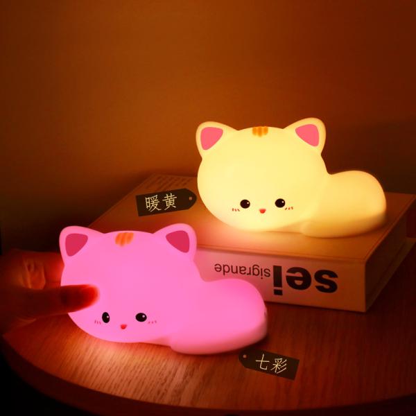Quality Creative Silicone Night Light USB Rechargeable Cute Animal Cat Design Baby Night for sale