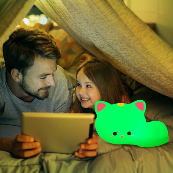 Quality Creative Silicone Night Light USB Rechargeable Cute Animal Cat Design Baby Night for sale