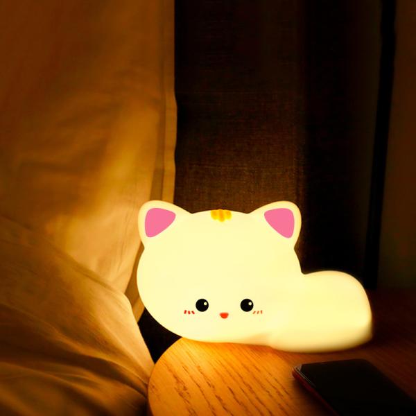 Quality Creative Silicone Night Light USB Rechargeable Cute Animal Cat Design Baby Night for sale