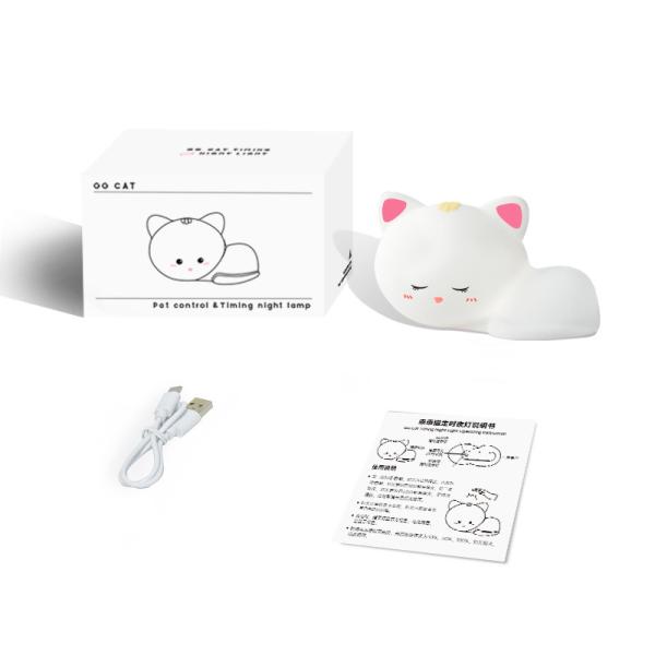 Quality Mini Lovely Cat Rechargeable Led Soft Touch Silicone Night Light For Kids Room for sale