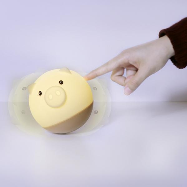 Quality Silicone Animal Night Light Cartoon Pig Led Bed Colorful Light Lamp Taping for sale