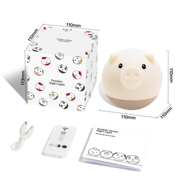 Quality Silicone Animal Night Light Cartoon Pig Led Bed Colorful Light Lamp Taping for sale