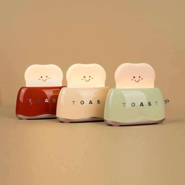 Quality USB Toast Cartoon LED Night Light Kawaii Bread Table Lamp With Timer Home Decor for sale