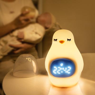 China Beddekoratieve slaaplamp aanraakgevoelig nachtlicht siliconen met tafelklok Te koop