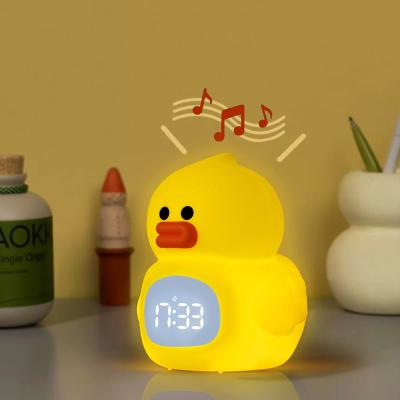China Portable LED Duck Alarm Clock With Night Light Rechargeable And Remote Controlled For Baby Kids for sale