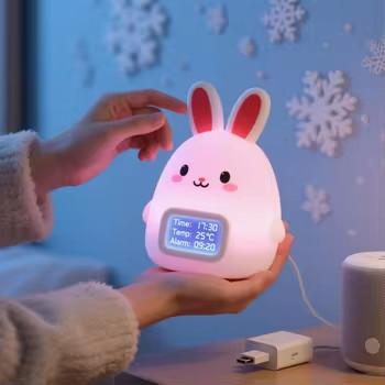 Quality Silicone Rabbit Night Light, Soft Glow, Sleep Training, Support 9 Languages for sale