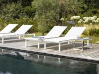 Quality White Sling Sun Bed with Aluminum materials Pool Lounger for Resort Hotel Pool. for sale