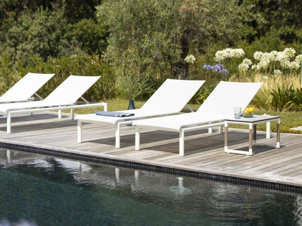 Quality White Sling Sun Bed with Aluminum materials Pool Lounger for Resort Hotel Pool. SN-26117 for sale