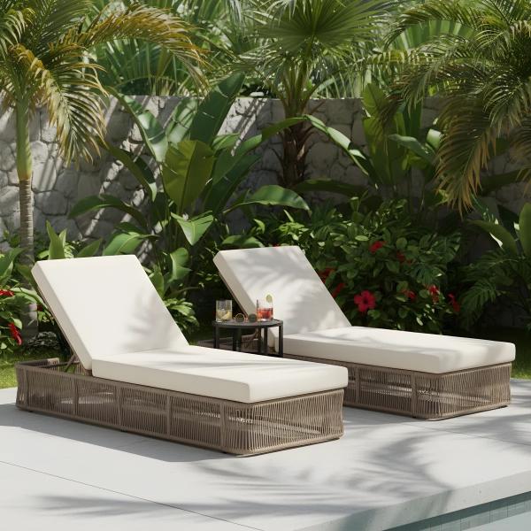 Quality Stylish Rope Weave Finish Aluminum Frame Outdoor Pool Lounger for Hotel Resort. SN-26118 for sale