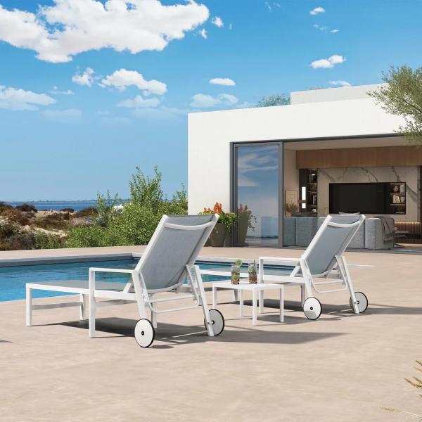Quality Swimming Pool Lounger Furniture Aluminum Pool Chair with Coffee Table. Purple SN-26122 for sale
