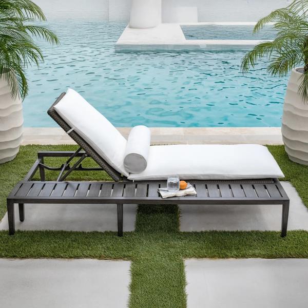 Quality Aluminum in Teak Color Finish Outdoor Lounger with Waterproof Cushion for Sale. Summer SN-26124 for sale