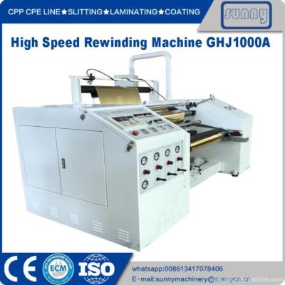 China Machine van Rewinder van de hoge snelheids de Plastic Film met het Vlakke Mes Scheuren Te koop