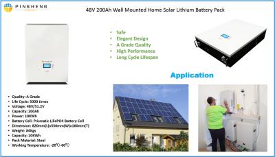 중국 오프 그리드 하이브리드 인버터 태양 ESS 집의 LiFePO4 리튬 배터리 48V 200Ah 10KWh 판매용