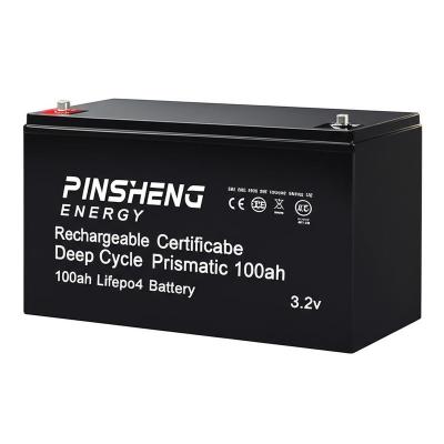 중국 PINSHENG 에너지 BIS CE IEC ISO KC 인증 충전식 딥 사이클 각형 100ah Lifepo4 배터리 3.2v 판매용