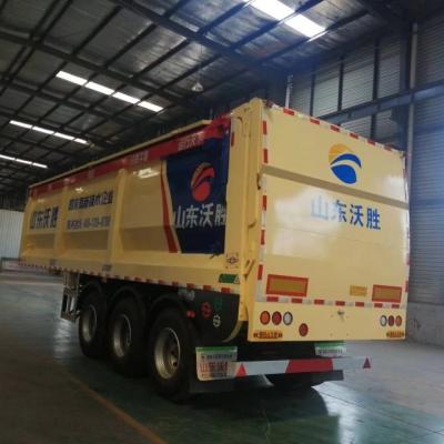 China 60 ton Dump Semi-trailer Truck voor vrachtvervoer Staalmateriaal Crawler Live Floor Te koop