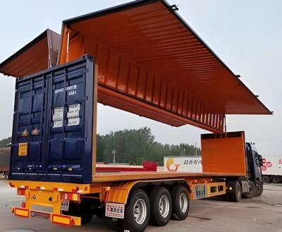 China Mechanische/luchtophanging 3-assige vleugelspanning Halve aanhangwagen voor logistiek vrachtvervoer Te koop