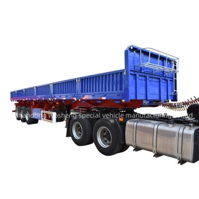 China Wosheng Side Tipper Truck Trailers with 90 w mm*13/16 thickness mm*10Layer Leaf Spring for sale
