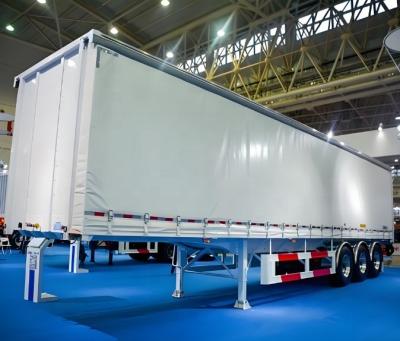 Cina 60 tonnellate di peso totale semirimorchio per camion 3 assi pavimento in alluminio tenda laterale in PVC in vendita