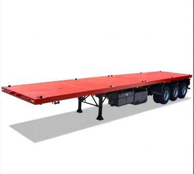China Contenedor de transferencia plano multifuncional Semirremolque de cama plana con especificaciones de neumáticos triangulares en venta