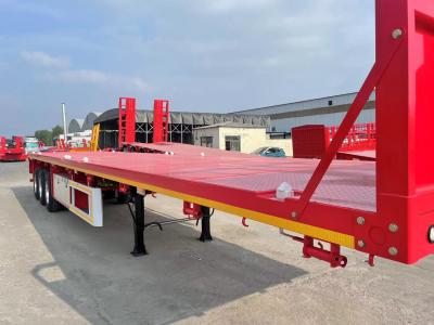 China Multifunctional Flat Transfer Container Flatbed Semi Trailer with Triangle Tire Specs for sale
