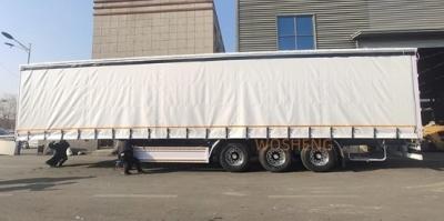 中国 鉄製 閉ざされた箱 カーディン サイド バン トラック 半貨物 トレーラー ロシア市場 販売のため