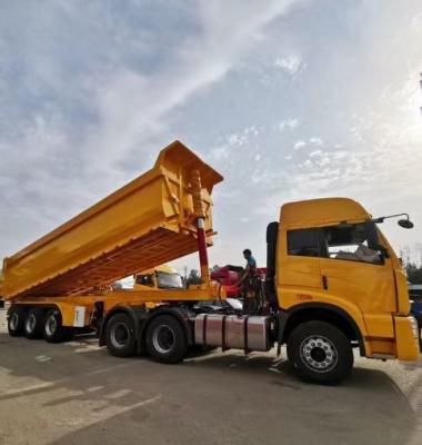 中国 Q345B / T700 砂石輸送用鋼筋本線水力後部ダンプ半トレーラー 販売のため